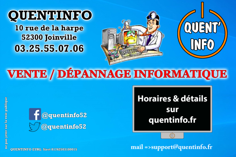 Dépannage et Vente Informatique - Quentinfo & Brunoinfo Site Officiel